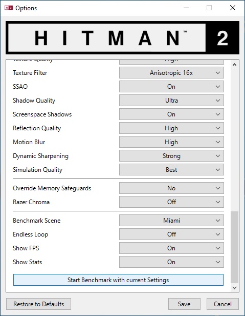 Hitman 2's Latest Patch Add a Benchmark Option and Razer Chroma Support ...