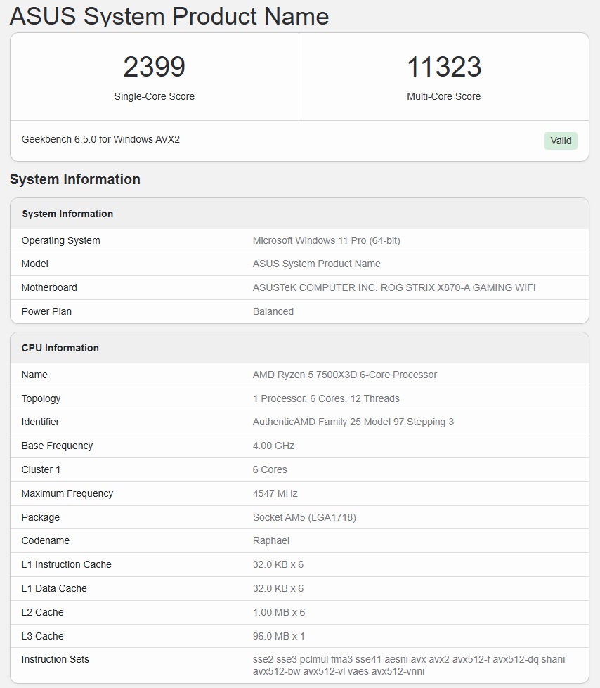 AMD Ryzen 5 7500X3D leaks through Geekbench - OC3D
